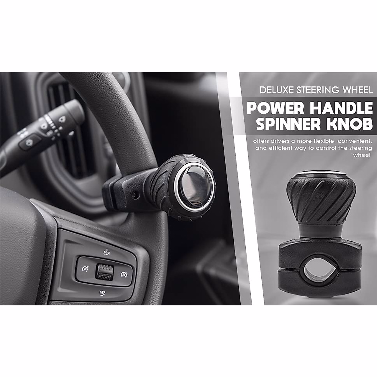 Deluxe Steering Wheel Power Handle Spinner Knob - Universal Steering Wheel Fit for Cars, Trucks, Tractors, Mowers, Forklifts, etc