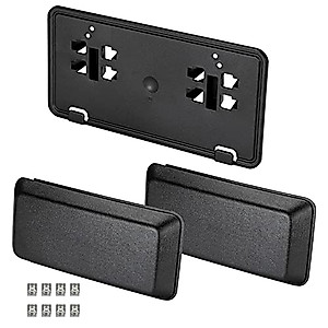 A & UTV PRO Front Bumper Guard Cover & License Plate Bracket Set for Ford F150 2018 2019 2020, License Frame Mounting Holder Bumper Inserts Cover Caps Accessories, Black