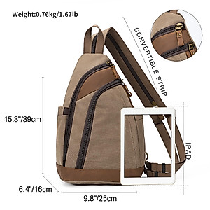 KL928 Canvas Sling Bag - Crossbody Backpack Shoulder Daypack Rucksack for Men Women Outdoor Cycling Hiking Travel