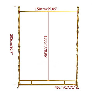 81"Retail Gold Clothes Racks for Boutique Wedding Dress Display Stand,Heavy Duty Commercial Garment Rack Rod, Large Metal Floor Standing Hanging Boutique Display Clothing Rack, MetalPipe Rack