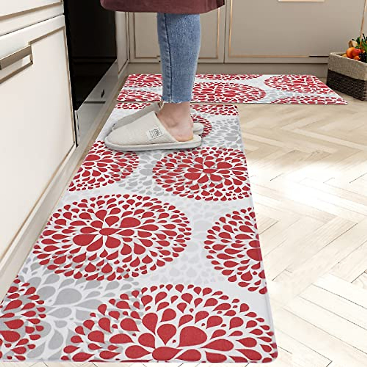 Homcomoda Boho Kitchen Rugs Sets 2 Piece Cushioned Anti Fatigue Kitchen Mats for Floor Non Slip Waterproof Comfort Mats for Kitchen Laundry Office