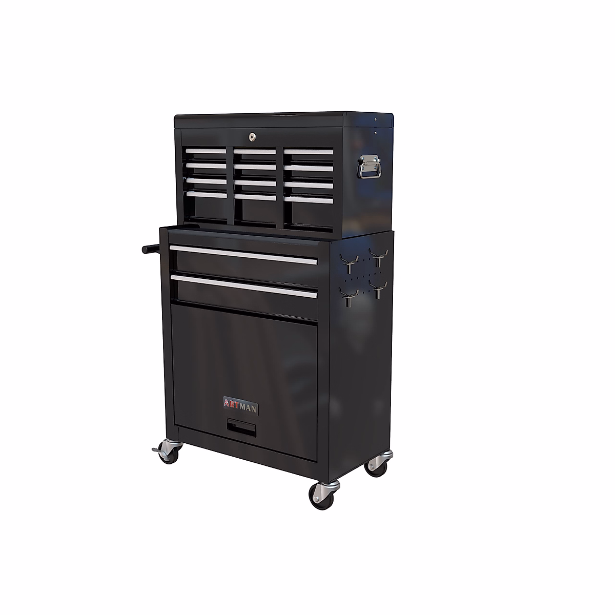 8 Drawer Rolling Tool Chest with Wheels, High Capacity Tool Storage Cabinet & Tool Box Cart, Lockable Rolling Tool Chest with Drawers, Toolbox Organizer for Garage Warehouse Workshop - Black