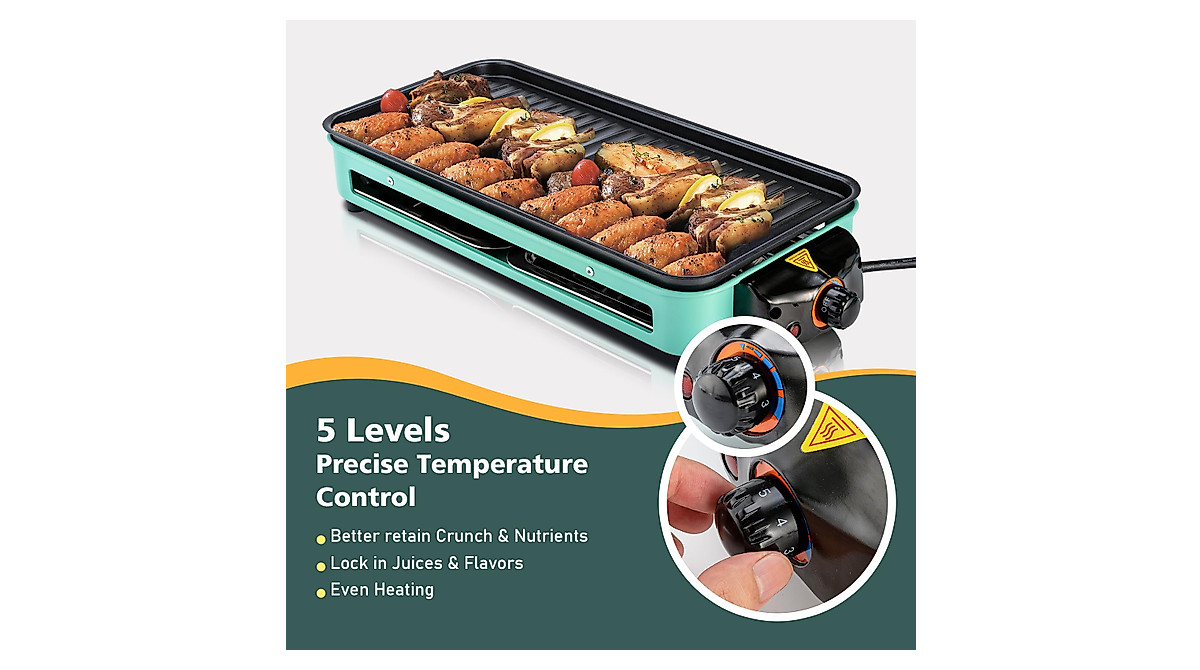 Sukiya Electric Smokeless Grill - 5 Temp Settings