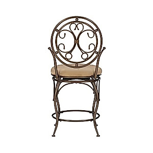 Powell Company Big and Tall Scroll Circle Back Powell Counter Stool, Height, Bronze/Beige