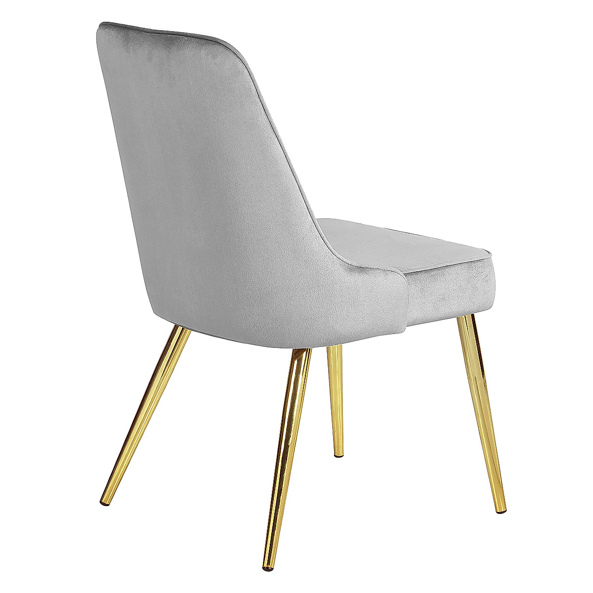 KithKasa Velvet Dining Upholstered Sets of 2 Mid-Century Modern Chair with Gold Legs for Kitchen Room, Gray