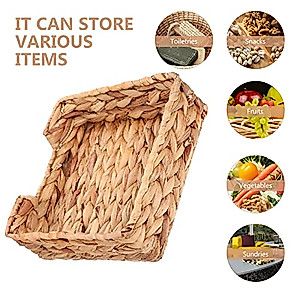 Cabilock Pastoral Style Water Hyacinth Grass Woven Storage Basket Grass Woven Basket