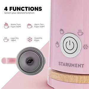 Starument Electric Automatic Milk Frother/ Foamer & Heater for Coffee, Latte, Cappuccino, Other Creamy Drinks - 4 Settings for Cold/ Airy Milk/ Dense Foam & Warm Milk - Easy to Use