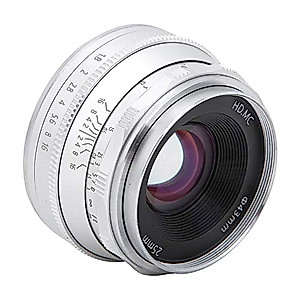 Camera Lens Portable Mirrorless Camera Lens 25mm F1.8 Multi-Layer Coating Mirrorless Camera Lens EF-M/EOSM Mount for Canon M2/M3/M5/M6/M10/M100/M50(Silver)