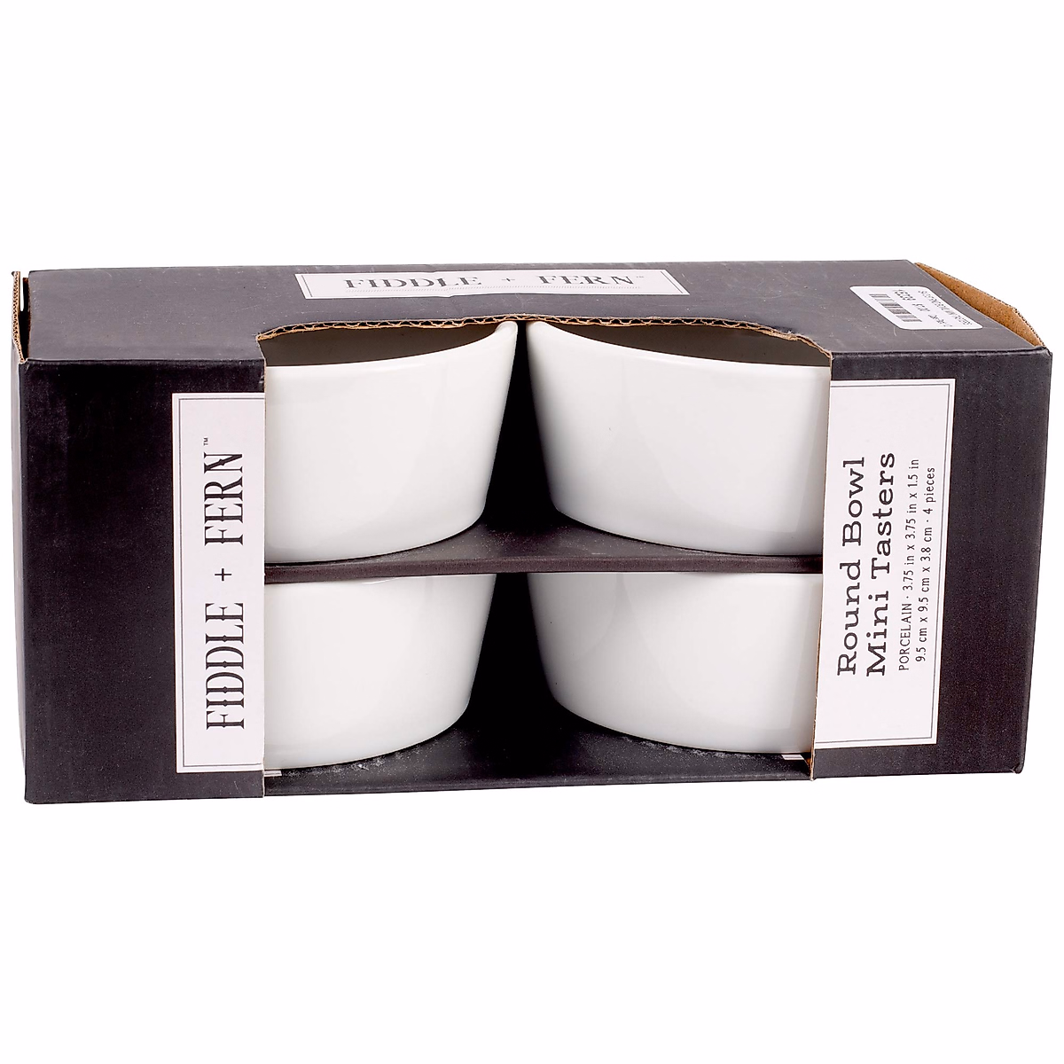 Home Essentials 15239 Fiddle and Fern Round Mini Taster Bowls, Set of 4, 4-inch Diameter