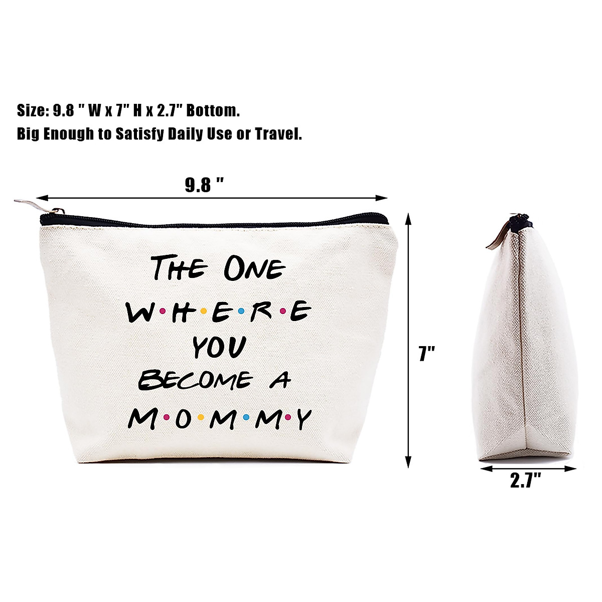 Mothers Day Gift-New Mommy Gift,First Time Mom Gift,Mother To Be Ideas,Promoted to Mom,Baby Shower Present,Pregnancy Announcement Gift,the One Where Makeup Bag You Become A Mommy Cosmetic Bag Gift