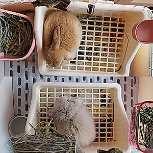 kathson Rabbit Litter Box Trainer Small Animal Potty Corner Toilet with Drawer Pet Cage Pan Litter Bedding Box for Adult Guinea Pig Hamster Bunny Ferret Galesaur Mouse Squirrel (White)