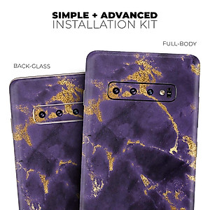 DesignSkinz Purple Marble & Digital Gold Foil V3 2 Protective Vinyl Decal Wrap Skin Cover Compatible with The Samsung Galaxy S20 (Screen Trim & Back Glass Skin)