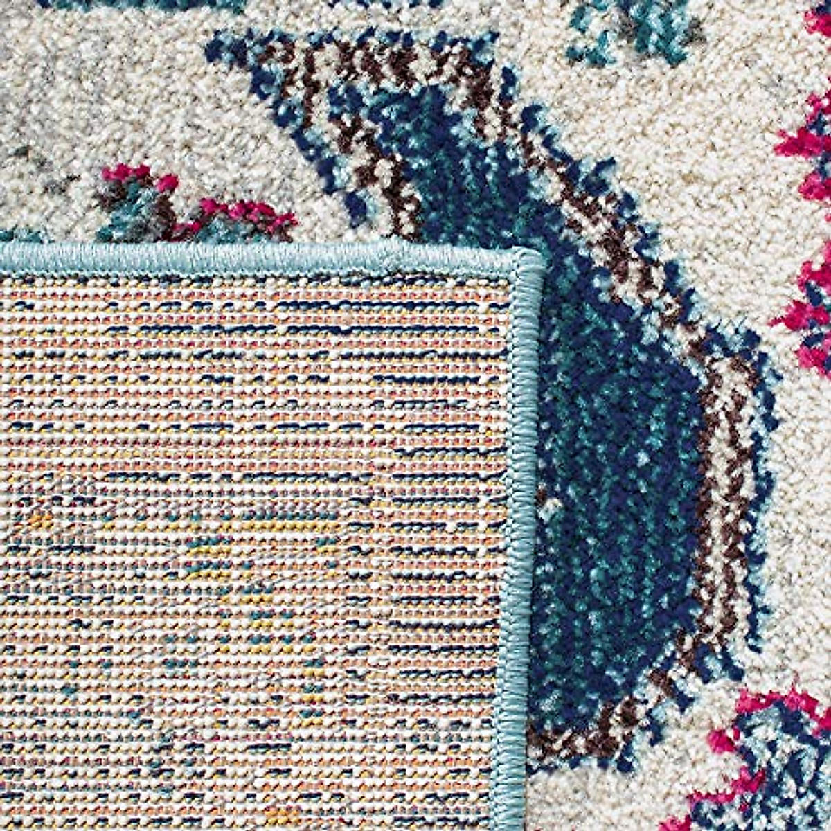 SAFAVIEH Madison Collection Area Rug - 10' x 14', Navy & Grey, Boho Chic Medallion Distressed Design, Non-Shedding & Easy Care, Ideal for High Traffic Areas in Living Room, Bedroom (MAD452M)