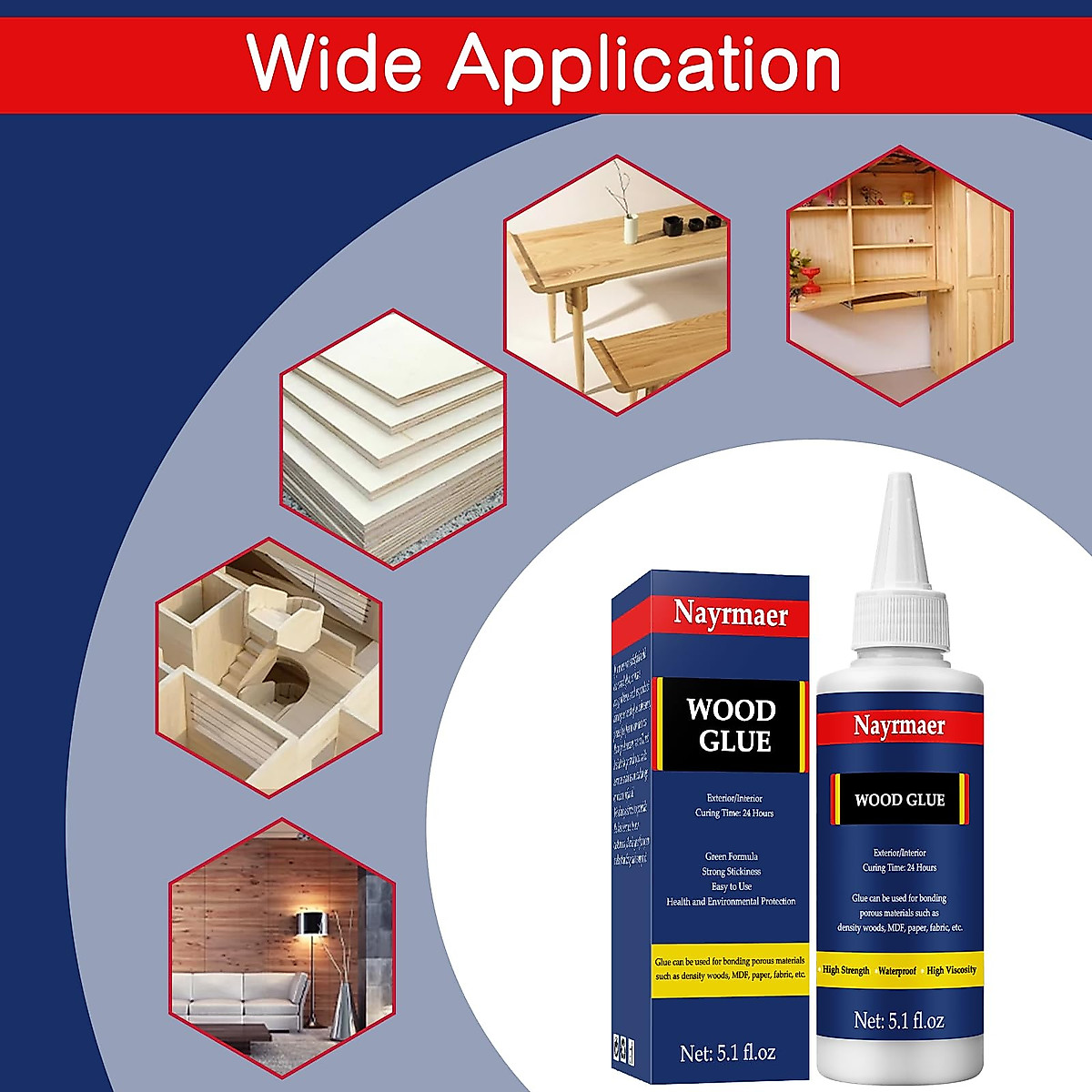 Clear Wood Glue, Professional Furniture Repair Glue, Waterproof Glue for Wood, Crafts and Furniture (WGN1-150g)