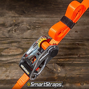 SmartStraps 14’ Premium Ratchet Straps, 4 Pack – 3,000lbs Break Strength, 1,000lbs Safe Work Load – Haul Heavy-Duty Loads Such As Boats and Appliances