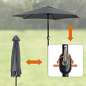 TUKAILAi 10ft Patio Umbrella, 3M Heavy Duty Outdoor Umbrella with Push Button Tilt Crank and 6 Sturdy Ribs, UV 50+ Protection Sun Shade for Market, Garden, Patio, Backyard & Pool (Grey)