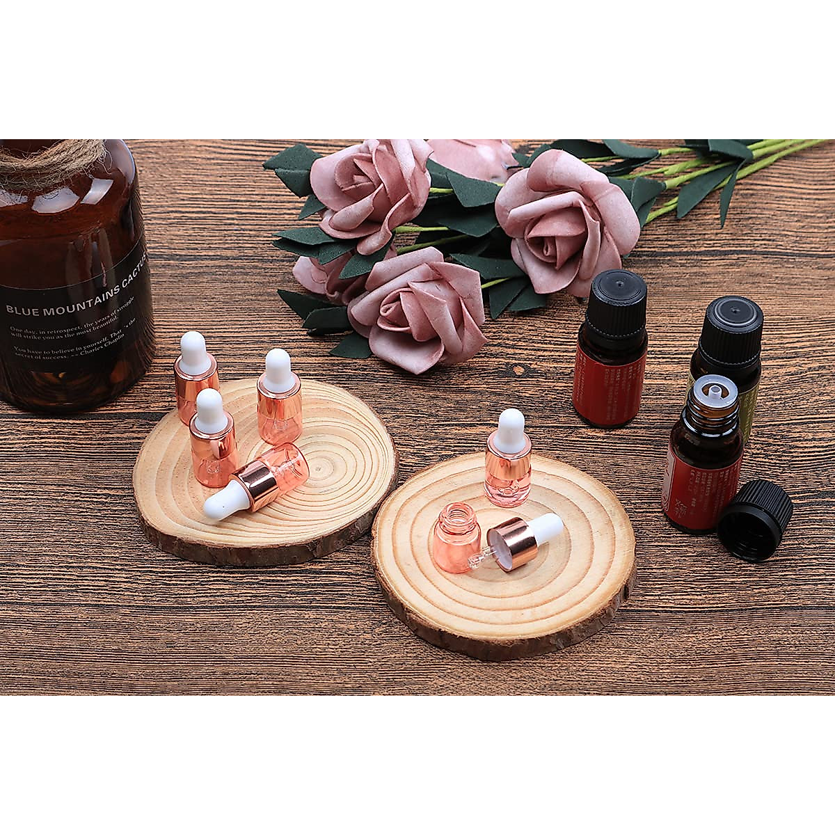 30 Pack Set, Pink Glass Dropper Bottles Essential Oils Dropper Bottles Mini Sample Bottles DIY Perfume Cosmetic Containers Glass Vials With Glass Eye Dropper (1ml)