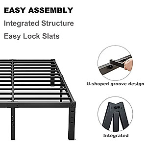 Uliesc Cal King Size Bed Frame, 18 Inch High Heavy Duty Metal Platform Bedframe, No Box Spring Needed with Underbed Storage Mattress Foundation, Noise-Free