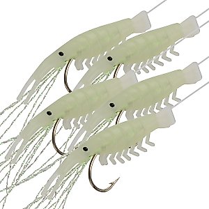 10 pc Luminous Shrimp Bait Rigs Glitter Glow in The Dark Fishing Lures Saltwater Bait Lure Catching Hook Tackle Fishing Rigs (Mix Size)