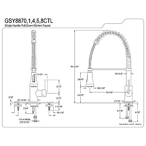 Kingston Brass GSY8871CTL Gourmetier Continental 8-Inch Centerset Single Handle Kitchen Faucet with Pull-Down Sprayer, Polished Chrome