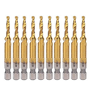 LANTRO JS 10Pcs/Set M4 Screw Tap, High Speed Steel 3.3mm Drill Bits Hex Shank Tapping Tools, Applicable for Internal Chip Removal