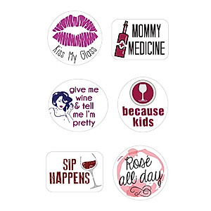 Twerp Funny Wine Glass Markers | Stickers for Stemless Wine Glasses | Set of 12 Static Cling, REUSABLE Stickers | Funny Wine Party Supplies | Great Alternative to Wine Charms
