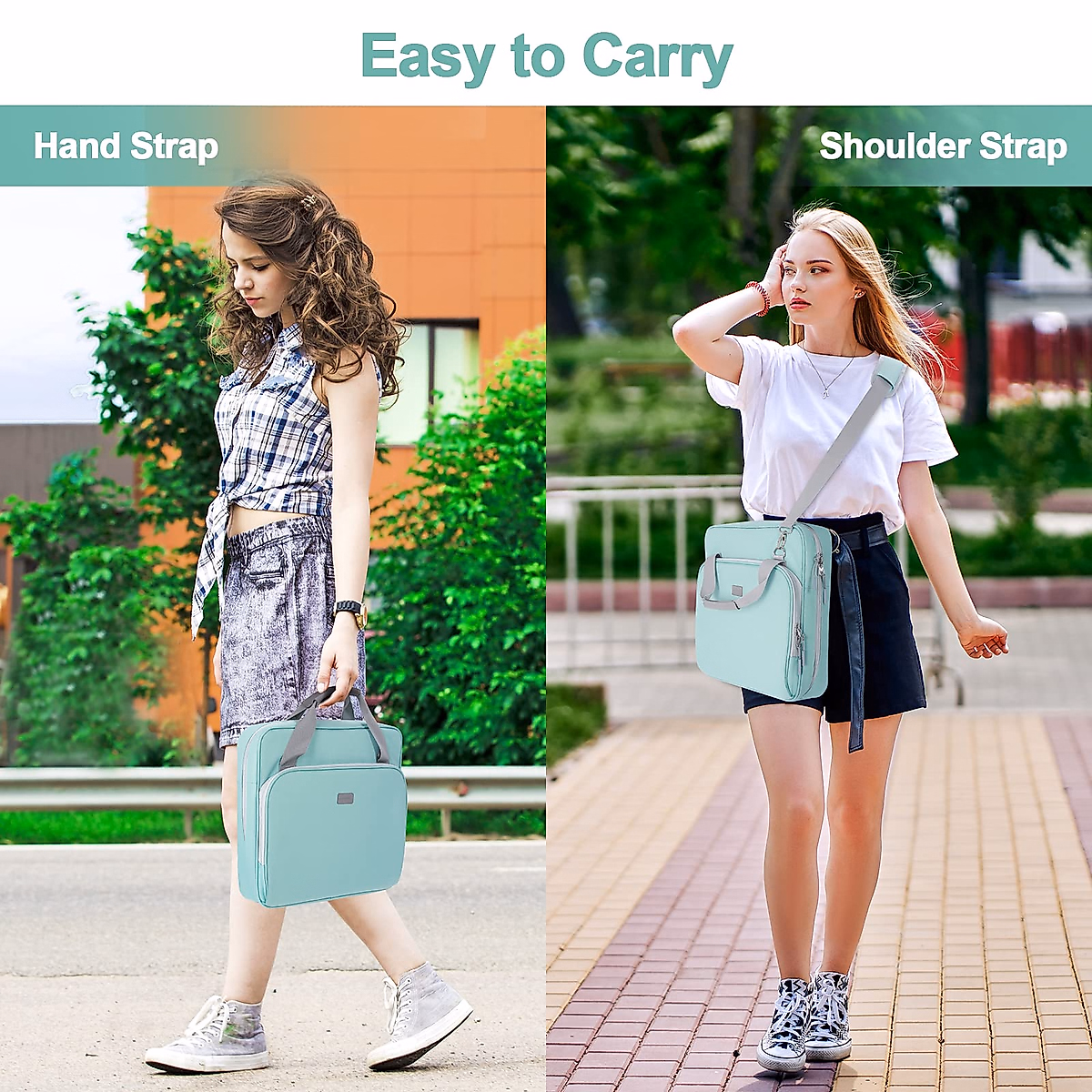 Losong 3 Ring Zipper Binder 2 Inch with Shoulder Strap 500 Sheet Capacity & Multi-Pockets for School and Office Binder Organizer, Compatible with 13-Inch MacBook/Tablet (Patent Design Light Blue)