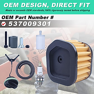 Adefol Chainsaw Air Filter Tune Up Kit for Husqvarna 385XP 390XP 385 390 537009301 with Fuel Cap Spark Plug Fuel Line Fuel Filter Replacement Parts for 537009301