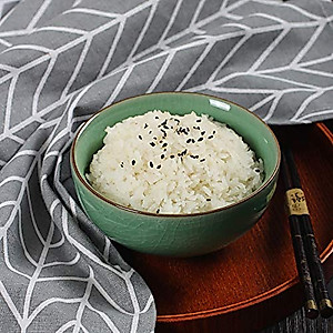 Bowl Celadon Glazed Chinese Rice 4.5Inch with Cracking(1, Army Green)