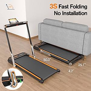 Walking Pad 2 in 1 Under Desk Treadmill 2.5HP Folding Electric Treadmill Walking Jogging Machine for Home Office with Remote Control