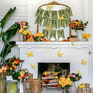 3D Butterfly Wall Decor, 48 Pcs 4 Styles 3 Sizes, Removable Butterfly Wall Stickers Gold Butterflies for Party Cake Decorations Kids Bedroom Nursery Classroom Wedding Decor DIY Gift (Gold)