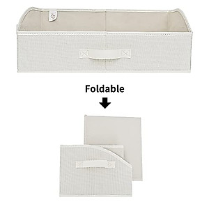 GRANNY SAYS Shelf Storage Baskets, Cloth Bin Organizer and Storage Bins, Trapezoid Storage Boxes Decorative, Clothing Bins for Changing Table Closet Shelves, Pearl White, 3-Pack