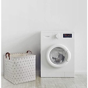 HIYAGON 3 Pack Square Storage Bins,Storage baskets,Canvas Fabric Storage Boxes,Foldable Nursery Basket for Clothes,Books,Shelves Baskets,Gift Baskets,Cow Print Room Decor (3 Pack Grey Line)