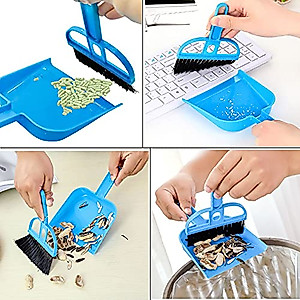 Hamiledyi Rabbit Litter Box Toilet, Pets Plastic Square Rabbit Cage Potty Trainer Corner with Small Animal Cage Clean Broom Molar Sweet Bamboo for Bunny Chinchillas Guinea Pigs (Blue)