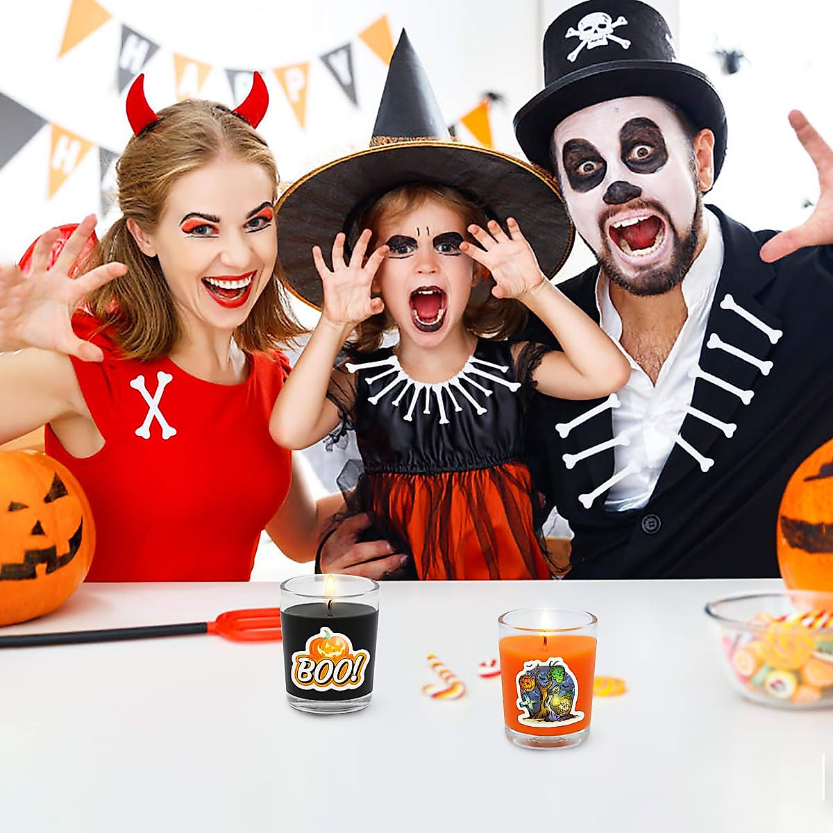 10 Orange and 10 Black Votive Candles, Unscented Soy Wax Candle Filled in Clear Glass for Halloween Fall Home Décor and DIY