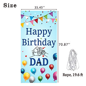 Labakita Blue Happy Birthday Dad Door Banner, Men's Birthday Decorations, Father Birthday Party Banner, Happy Birthday Banner for Men