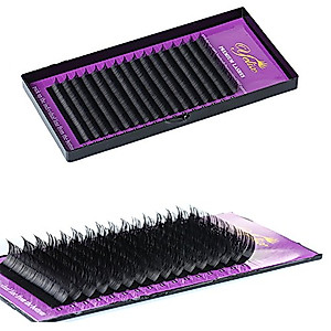 Black False Eyelashes Extensions Makeup Mink Eyelash Single Length Fake Individual Eye Lash 100% Handmade for Professional Use (D Curl 0.05mm Thickness 14mm Length)