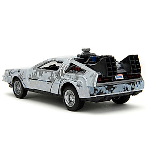 DMC Delorean Time Machine Brushed Metal (Frost Version) Back to The Future (1985) Movie Hollywood Rides Series 1/32 Diecast Model Car by Jada 34785