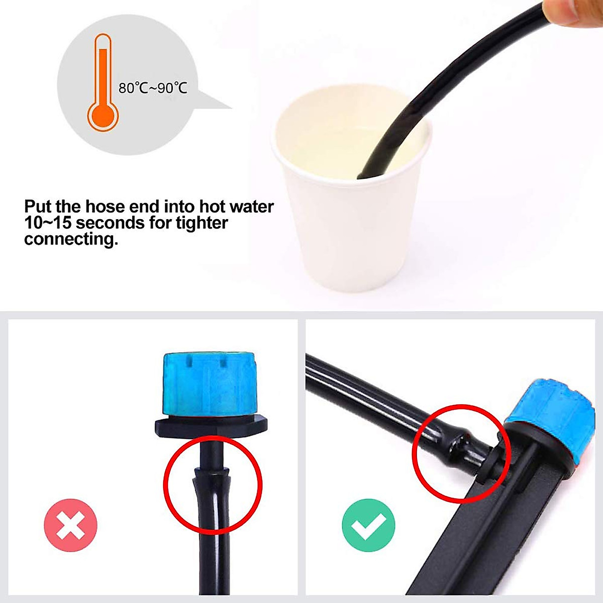 MSDADA Drip Irrigation Kit, 1/4" Blank Distribution Tubing Drip Irrigation System/DIY Plant Hose Automatic Irrigation Equipment Set for Garden, Greenhouse, Flower Bed, Patio, Lawn （Blue, 82ft）