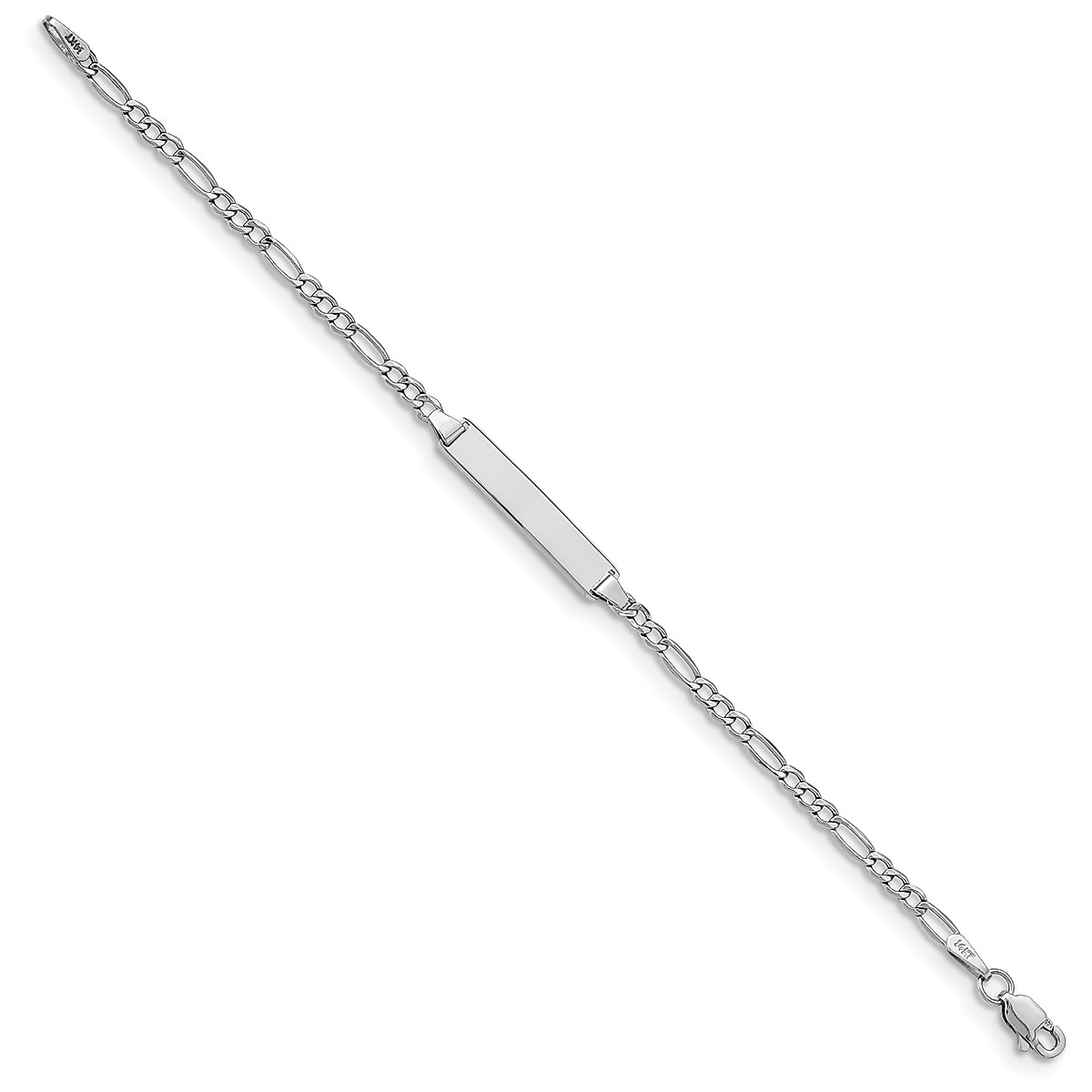 Brilliant Bijou 14k WG Semi-Solid Polished Figaro ID Bracelet