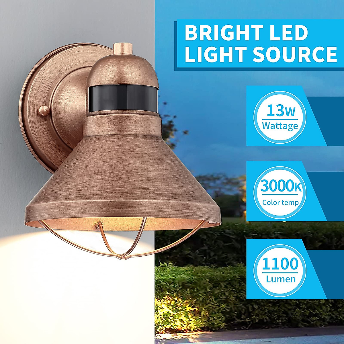 LONEDRUID Motion Sensor Outdoor LED Barn Light Dusk to Dawn Exterior Wall Lantern Waterproof Outside Sconce Lighting Fixtures Farmhouse Wall Mount Porch Lamp for House Garage Patio