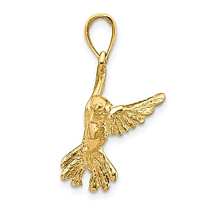 IceCarats 14K Yellow Gold Hummingbird Necklace Bird Pendant Charm Only