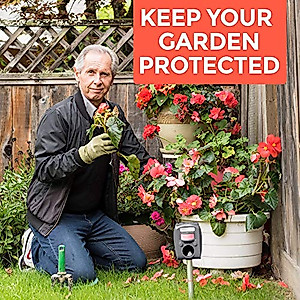 DURANOM Wild Animal Repeller Outdoor - Solar Ultrasonic and Audio Motion Sensor - Strobe Flashing Light Deer Repellent