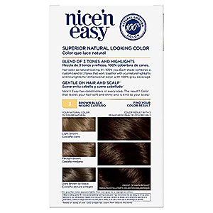 Clairol Nice'n Easy Permanent Hair Dye, 3 Brown Black Hair Color, Pack of 3