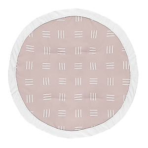Sweet Jojo Designs Mauve and White Boho Mudcloth Girl Baby Playmat Tummy Time Infant Play Mat - Pink Dusty Rose Bohemian Woodland Tribal Southwest Mud Cloth Hatch Triple Line