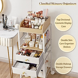 Makeup Organizer, Floor Skincare Organizers, Make Up Organizers and Storage with Drawers, Vanity Organizer Cosmetics Display Cases Holder for Skin Care Nail Polish Perfume Makeup brush Hair Tool