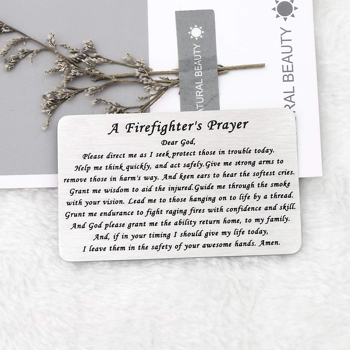 WSNANG Firefighter's Prayer Metal Wallet Insert Card Military Jewelry Gifts for Firefighter Hero Fireman Graduation Gift (Firefighter's Prayer WC)