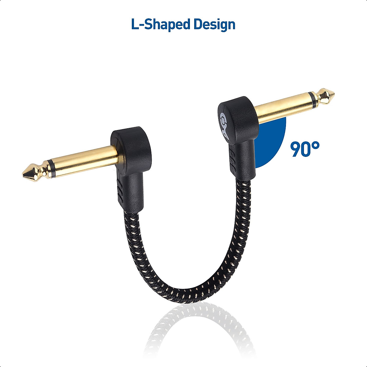 Cable Matters 8-Pack 6 Inches Braided Guitar Patch Cable (Guitar Effect Pedal Cables) with Gold-Plated Connectors in Black