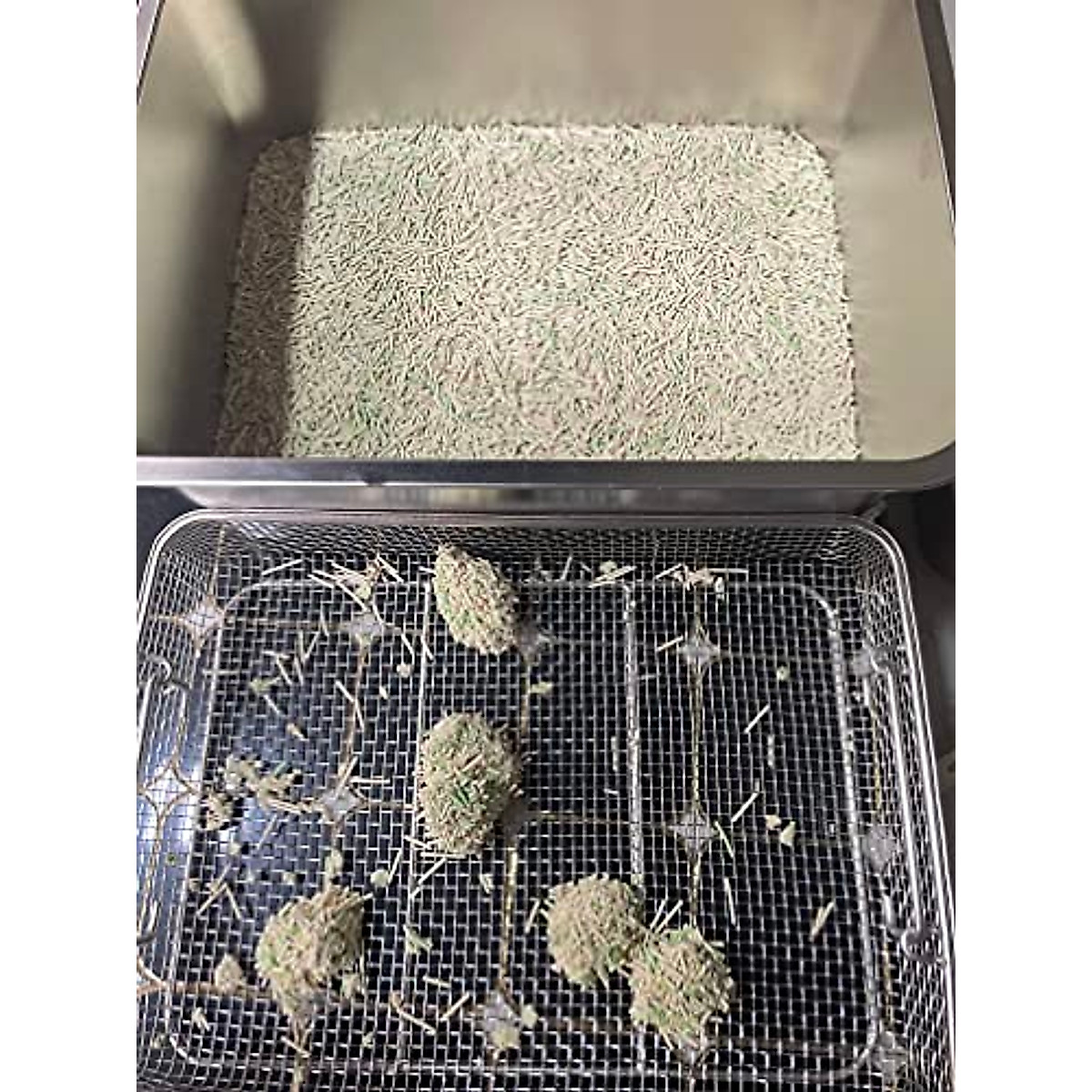 KUNWU SUS304 Stainless Steel Mesh Net Strainer Grill Basket for Medium Cat Litter Box, Rinse, Fry, Steam or Cook Vegetables & Pasta,Easy Clean Durable Net 17.5"x13.5"x3"