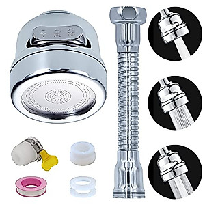 Pinkiou Faucet Sprayer Attachment, Kitchen Sink Sprayer Attachment for Faucet, 360° Rotatable Anti-Splash Faucet Aerator Faucet Nozzle with 3 Modes Adjustment